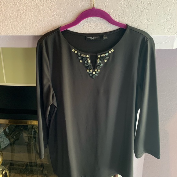 Susan Graver | Tops | Susan Graver Artisan Embellished Top Medium ...